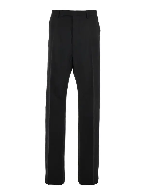 Rick Owens Geth' Black Tailored Trousers With Belt Loops In Wool - Multicolor
