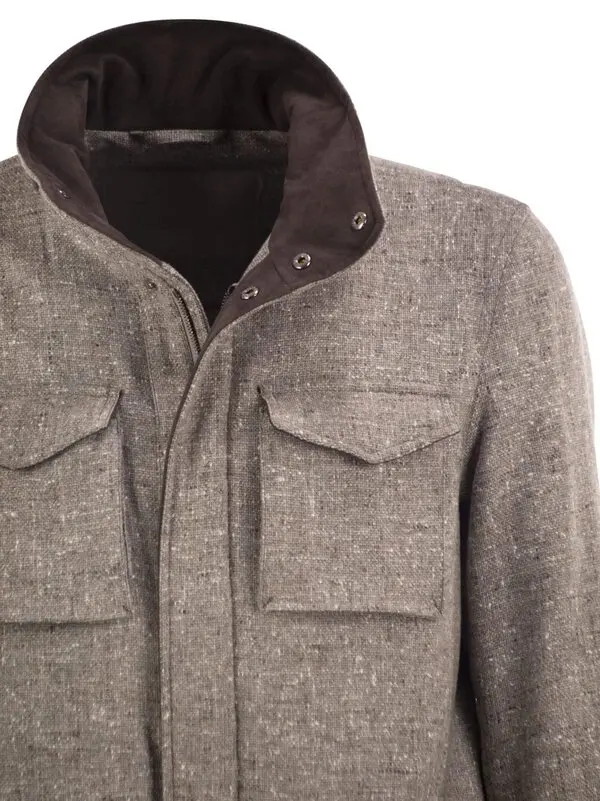 Herno Virgin Wool Field Jacket With Concealed Hood