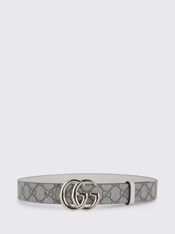 Gucci Reversible Gg Marmont Belt In Gg Supreme Canvas And Leather - Cream