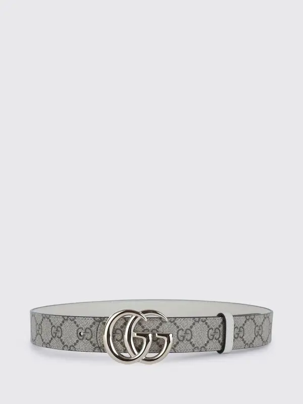 Gucci Reversible Gg Marmont Belt In Gg Supreme Canvas And Leather - Cream