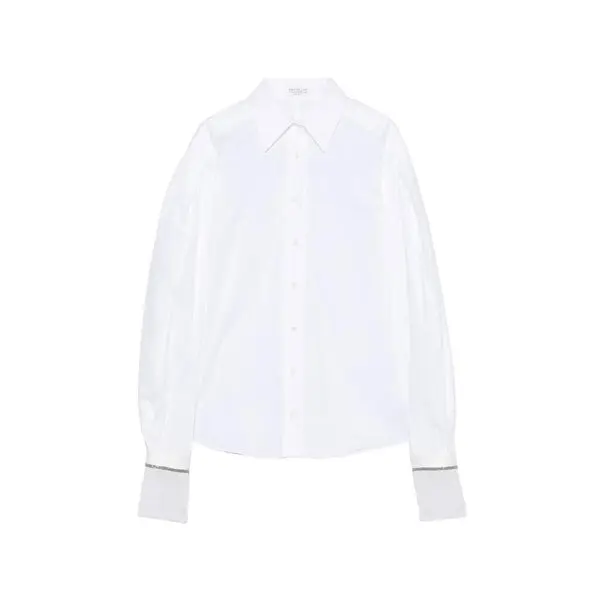 Brunello Cucinelli Silk Cotton Puff Sleeve Shirt - White