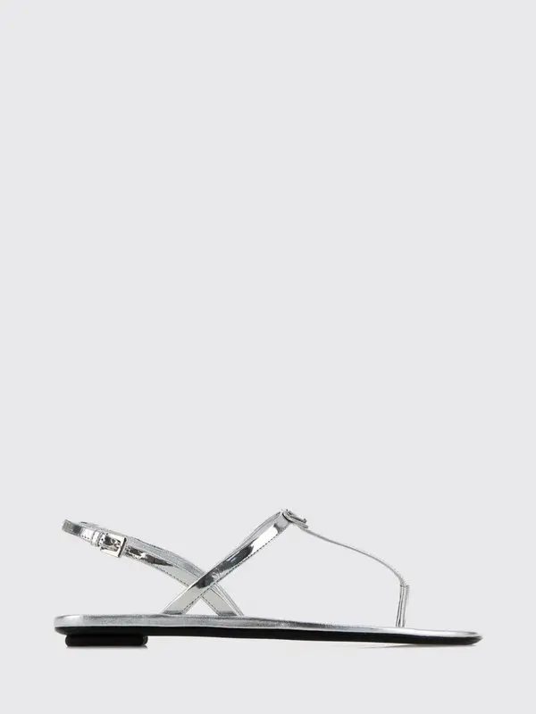 Prada Leather Heeled Sandal - Silver
