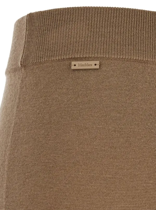 Max Mara Nigeria' Pants With Elastic Waist And Wide Leg In Wool - Brown