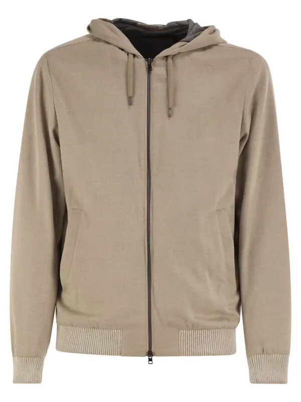 Herno Lightweight Hooded Jacket In Wool-effect Fabric
