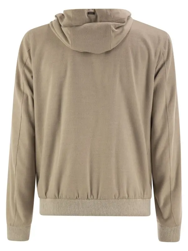 Herno Lightweight Hooded Jacket In Wool-effect Fabric