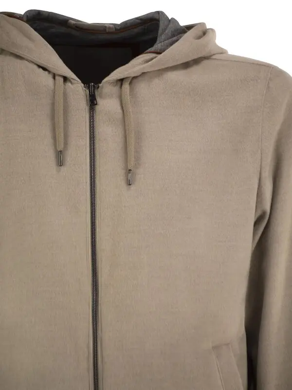 Herno Lightweight Hooded Jacket In Wool-effect Fabric
