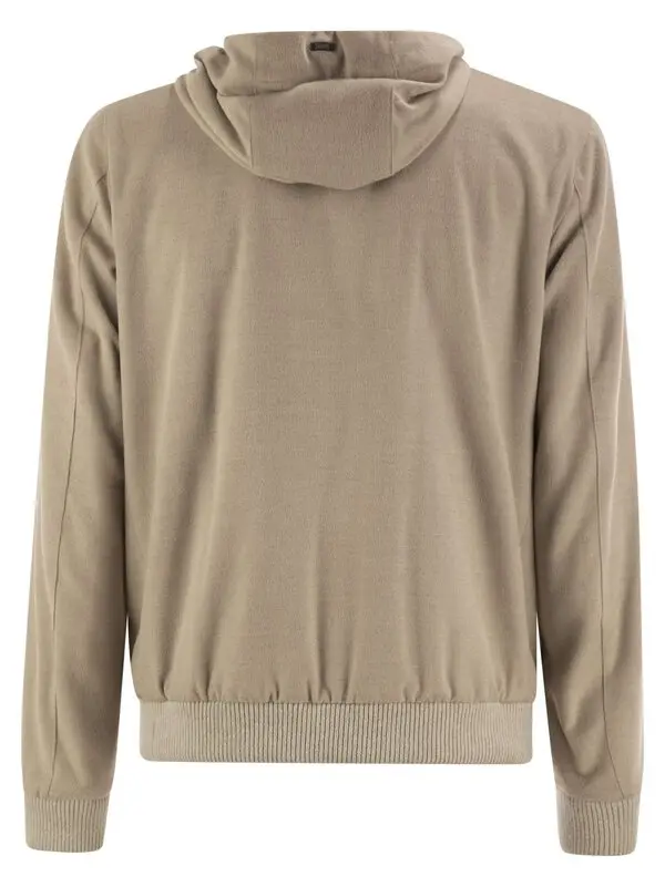 Herno Lightweight Hooded Jacket In Wool-effect Fabric - Cream
