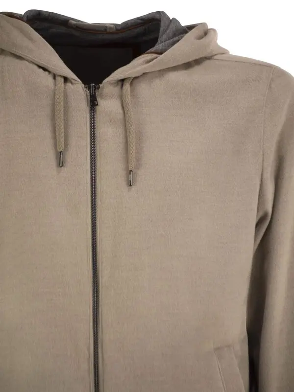 Herno Lightweight Hooded Jacket In Wool-effect Fabric - Cream