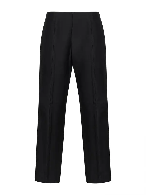 TOTEME Black Wool And Silk Slim Evening Trousers - Multicolor