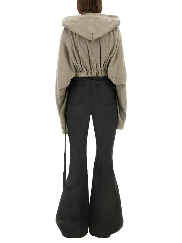 Rick Owens Cropped Hooded Tunic Sweatshirt - Gray