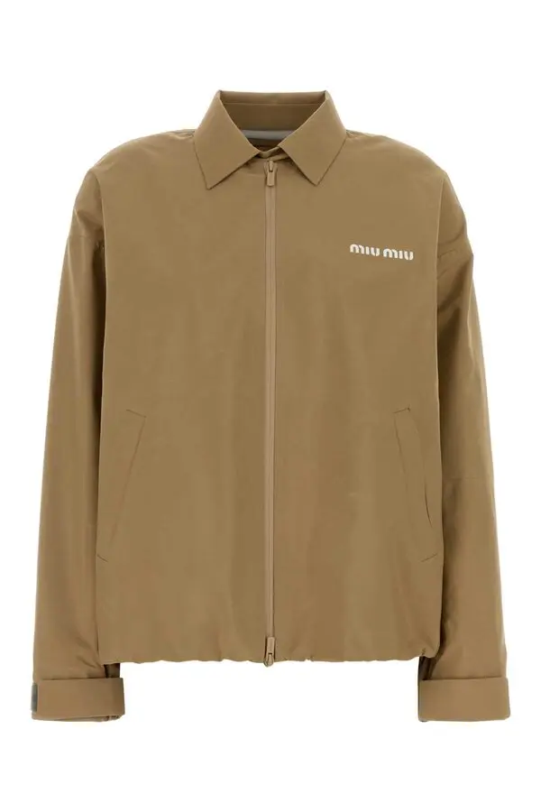 Miu Miu Beige Tech Fabric Windbreaker