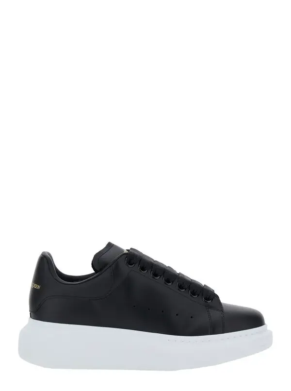 Alexander McQueen Low Top Sneakers With Logo Lettering On Tongue And Heel In Leather For - Black
