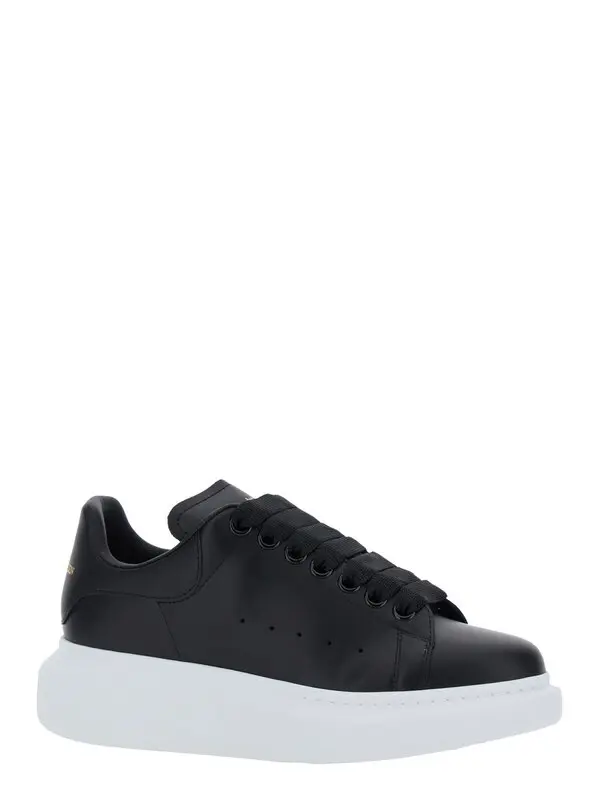 Alexander McQueen Low Top Sneakers With Logo Lettering On Tongue And Heel In Leather For - Black