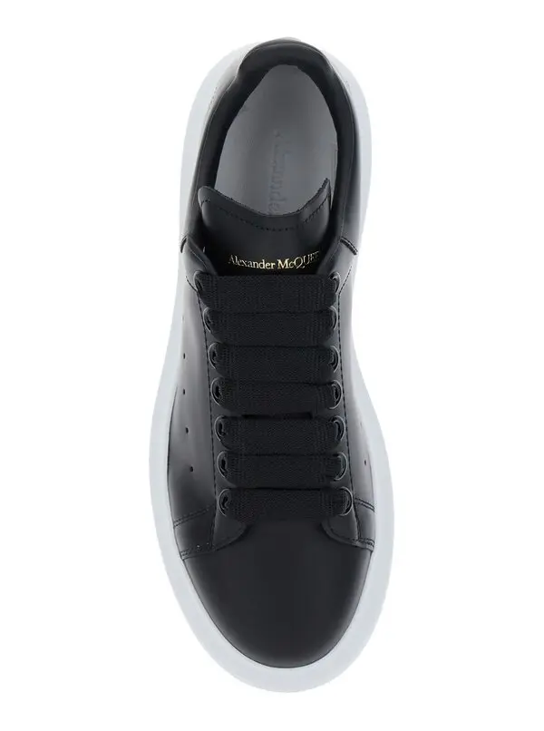 Alexander McQueen Low Top Sneakers With Logo Lettering On Tongue And Heel In Leather For - Black
