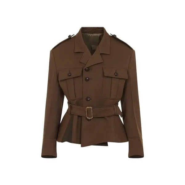 Celine Peplum Jacket - Brown
