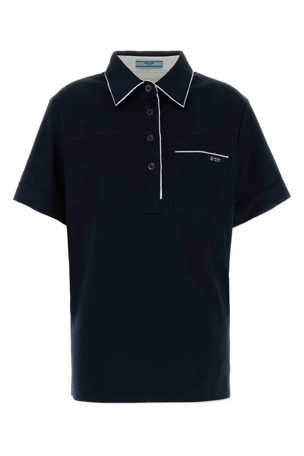 Prada Navy Cotton Polo Shirt