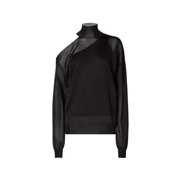 Fendi Silk Organza Turtleneck Sweater And Top Set - Black