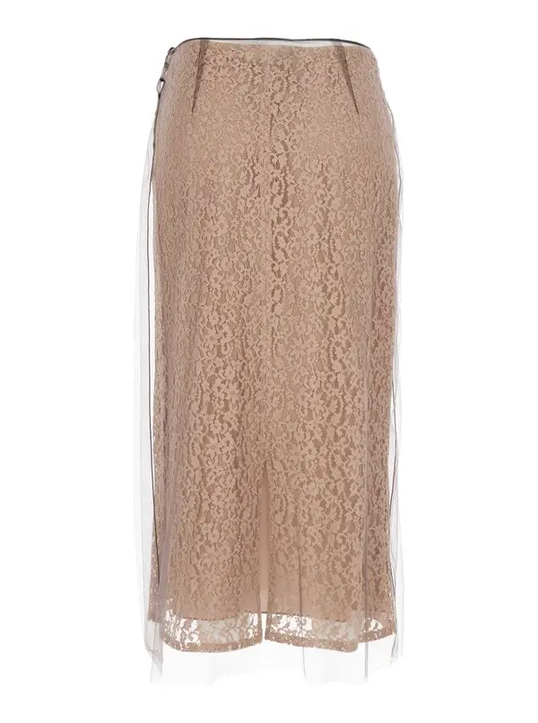 Fendi Floral Embroidered Lace Tube Skirt - Multicolor