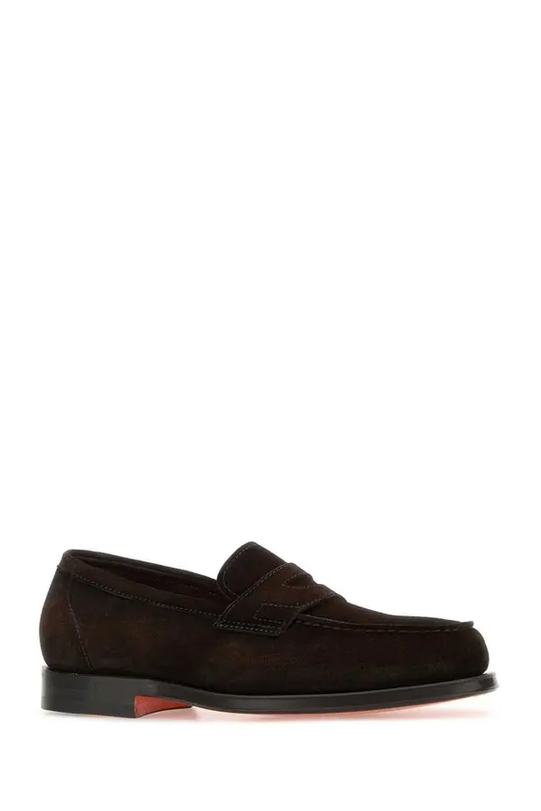 Santoni Dark Suede Gunter Loafers