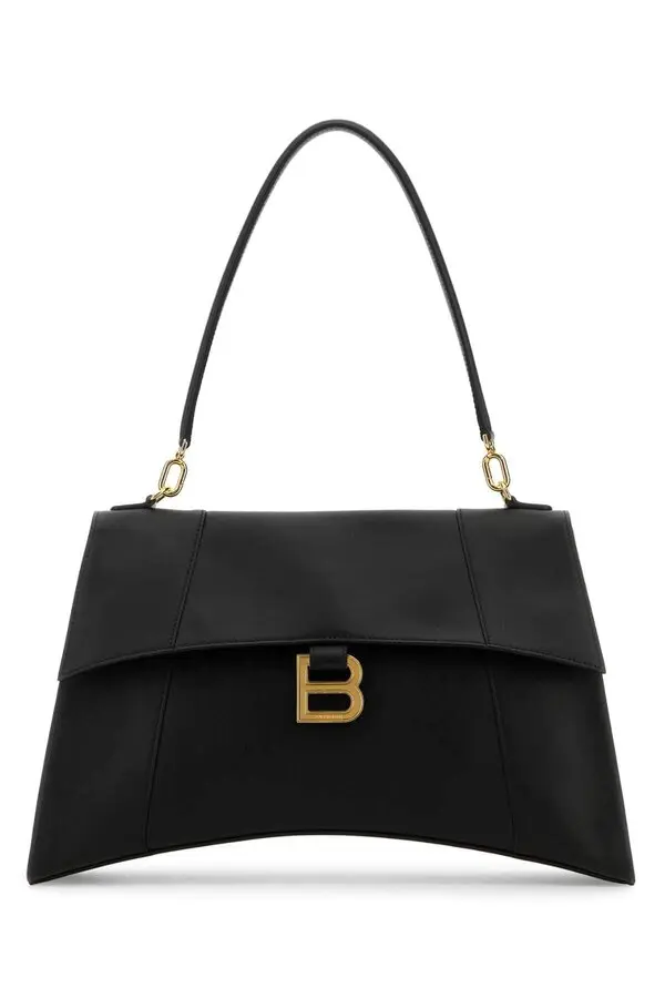 Balenciaga Leather Hourglass Shoulder Bag - Black