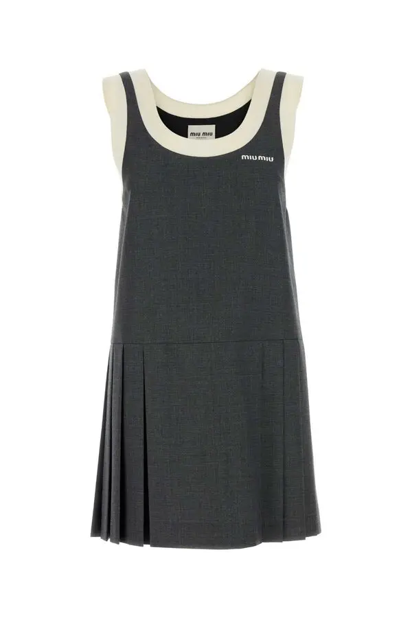 Miu Miu Dark Grey Wool Mini Dress