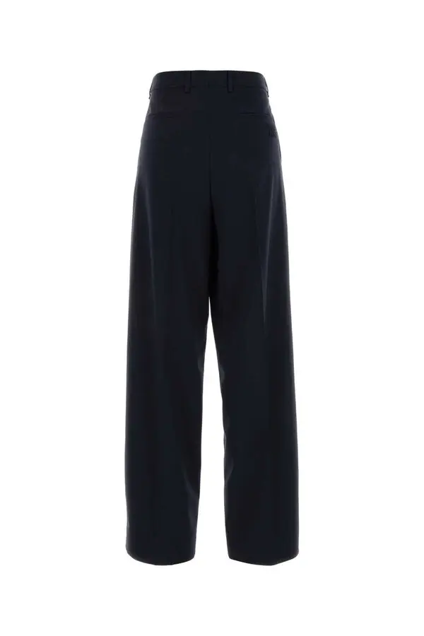 Miu Miu Dark Stretch Wool Wide-leg Pant