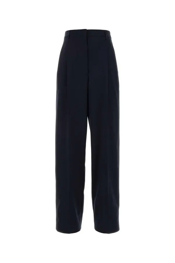 Miu Miu Dark Stretch Wool Wide-leg Pant - Blue