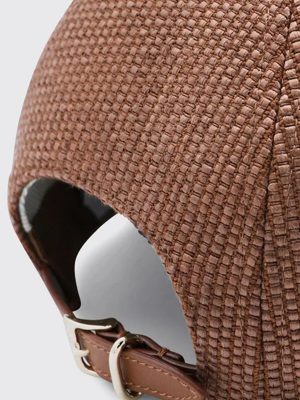 Max Mara Cotton Blend Baseball Cap With Logo - Brown