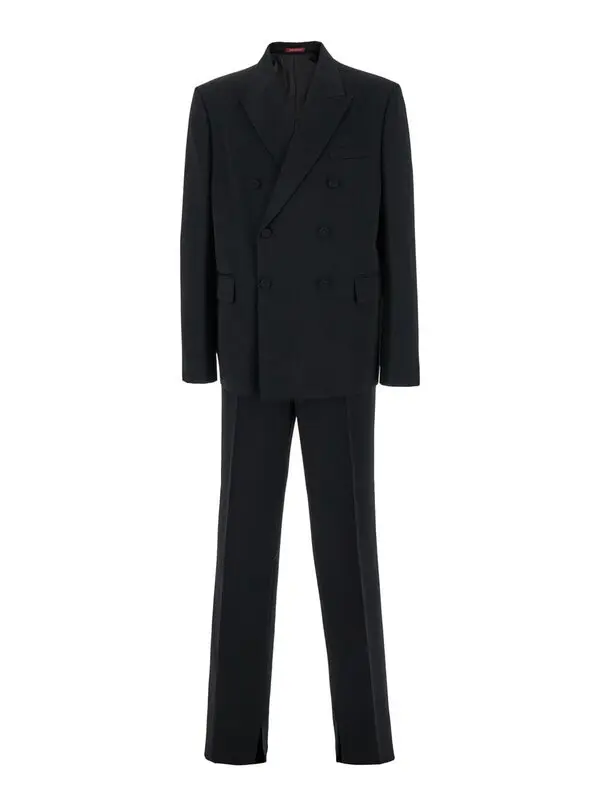 Gucci Black Double-breasted Suit With G Detail In Wool - Multicolor