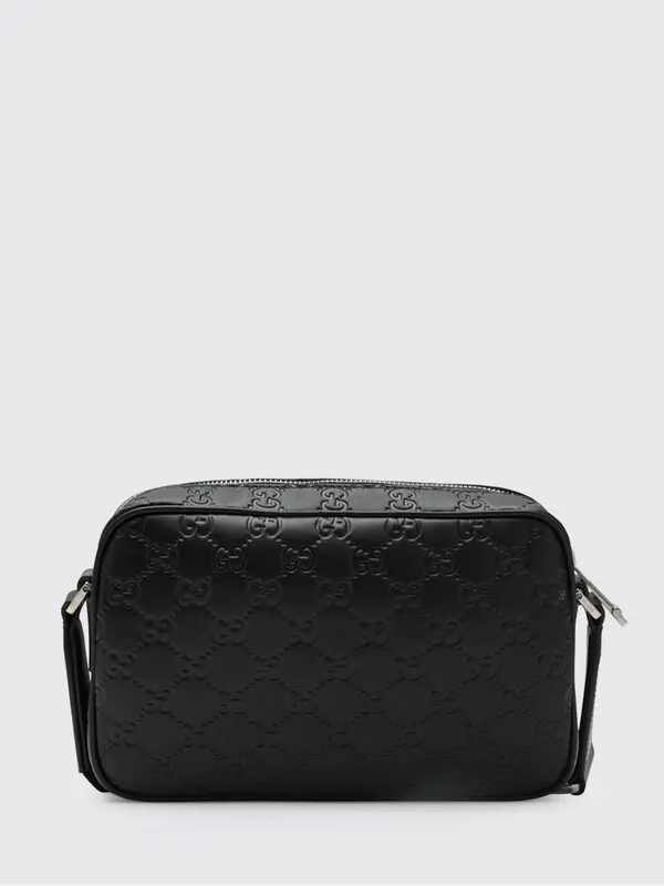 Gucci Gg Emblem Leather Bag With Embossed Gg Monogram