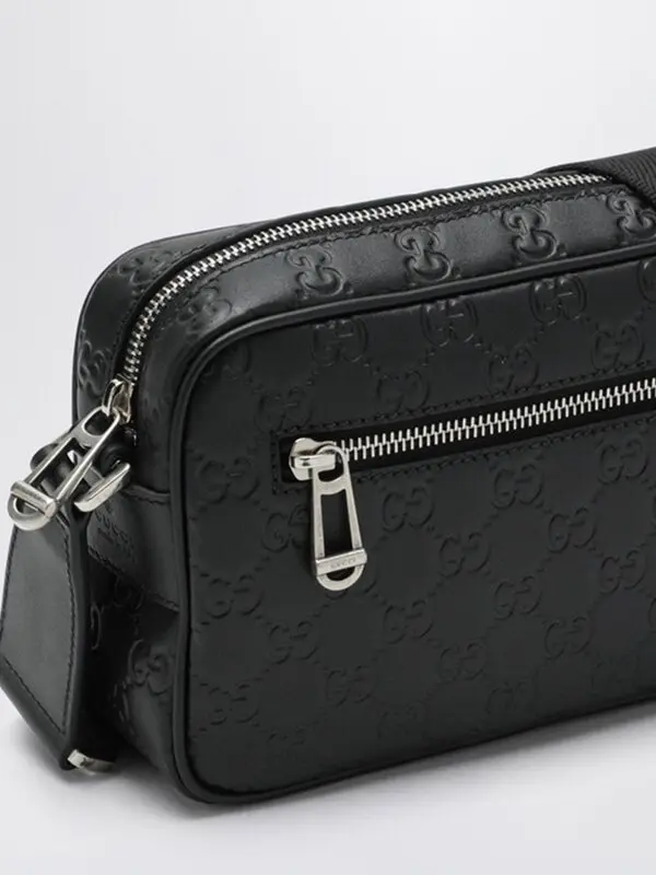 Gucci Gg Emblem Leather Bag With Embossed Gg Monogram