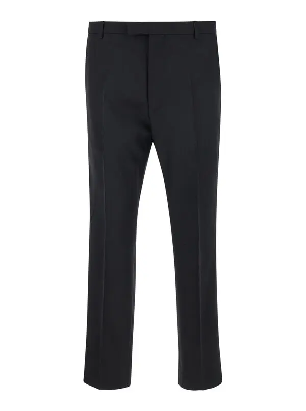 Gucci Black Tailored Pants With Tonal Logo Lettering In Wool - Multicolor