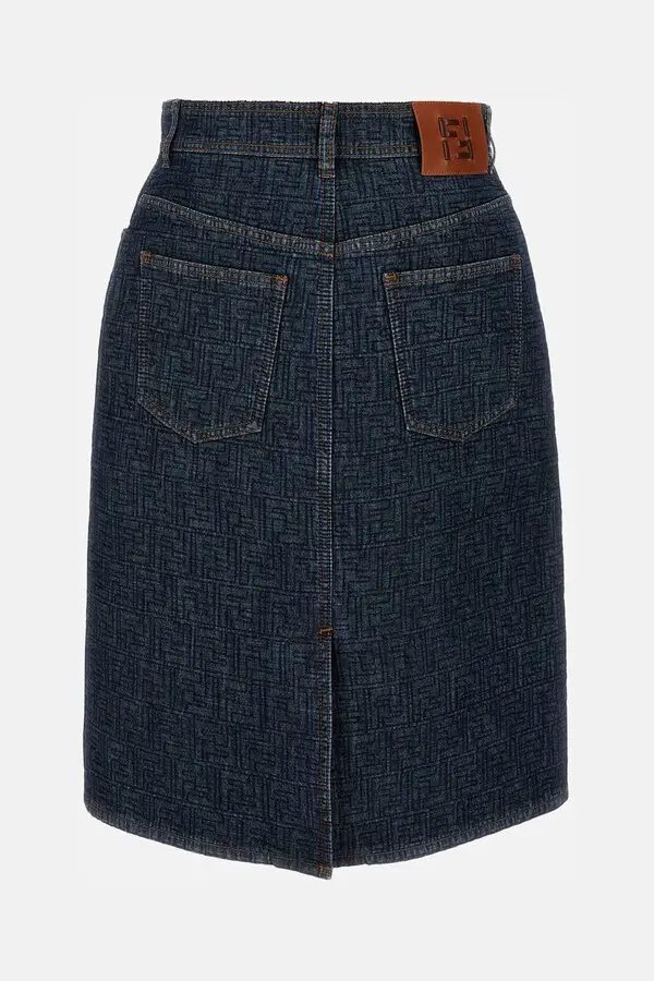 Fendi Ff Padded Denim Skirt