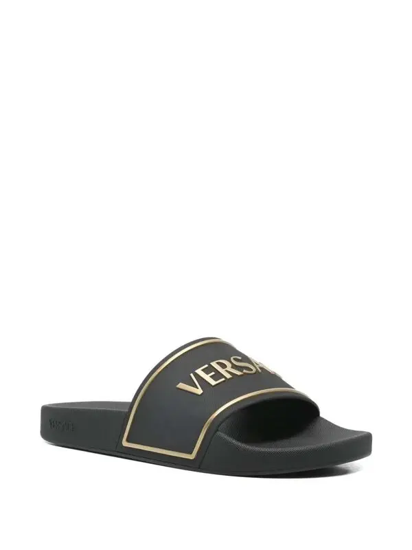 Versace Slide Sandals With Embossed Logo