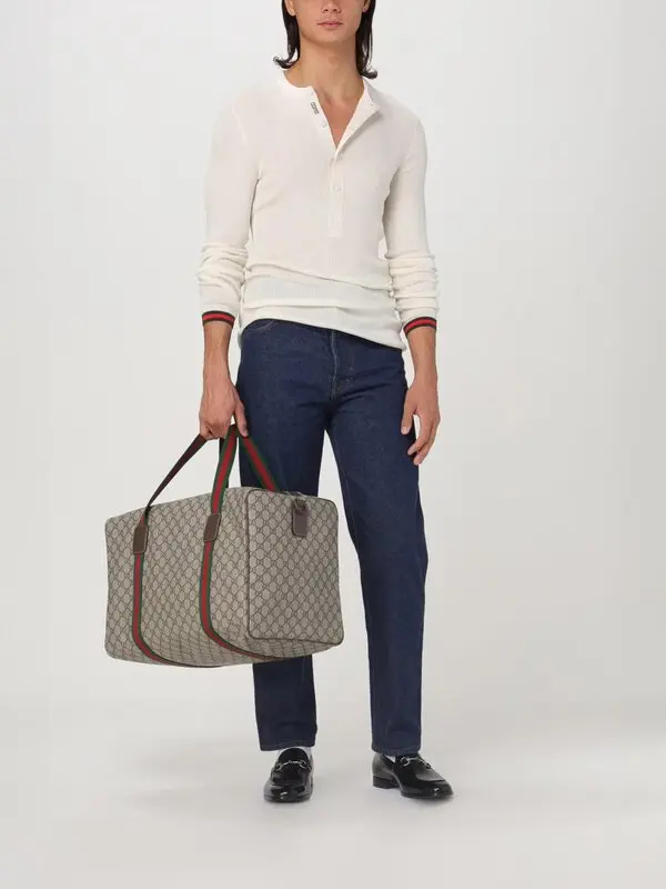 Gucci Gg Supreme Canvas And Leather Duffle Bag