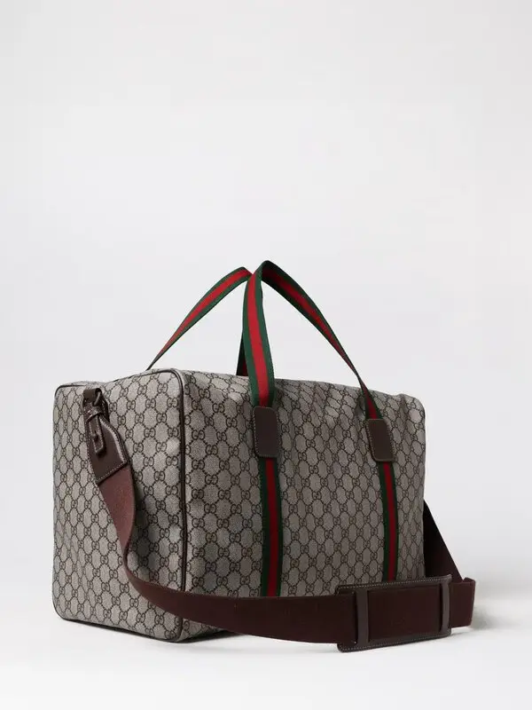 Gucci Gg Supreme Canvas And Leather Duffle Bag