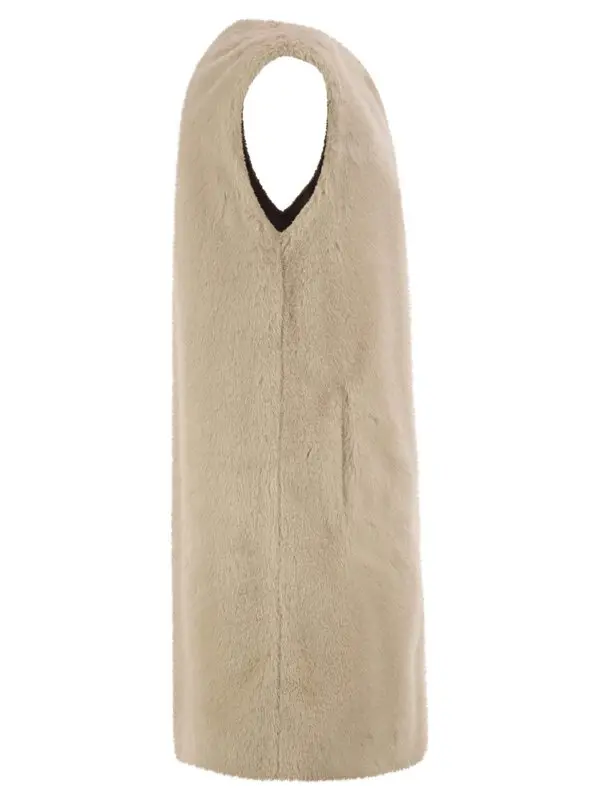 Herno Faux Fur-effect Gilet - Cream