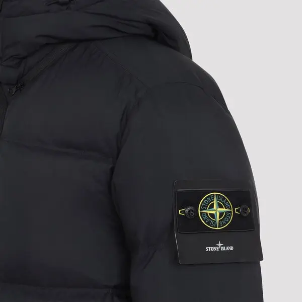 Stone Island Hooded Padded Ripstop Jacket - Black