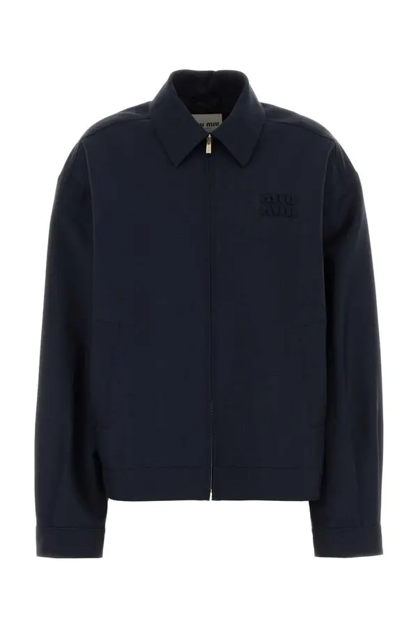 Miu Miu Navy Mohair Blend Jacket - Blue