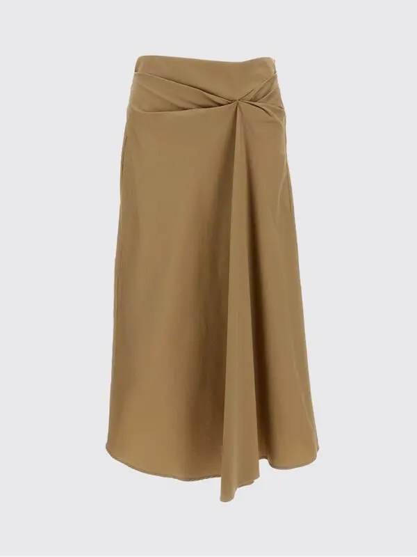 Max Mara A-line Midi Skirt In Cotton Blend With Rear Zip Closure - Brown