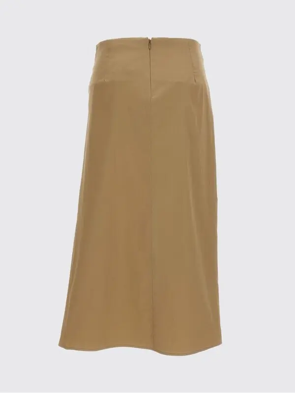 Max Mara A-line Midi Skirt In Cotton Blend With Rear Zip Closure - Brown