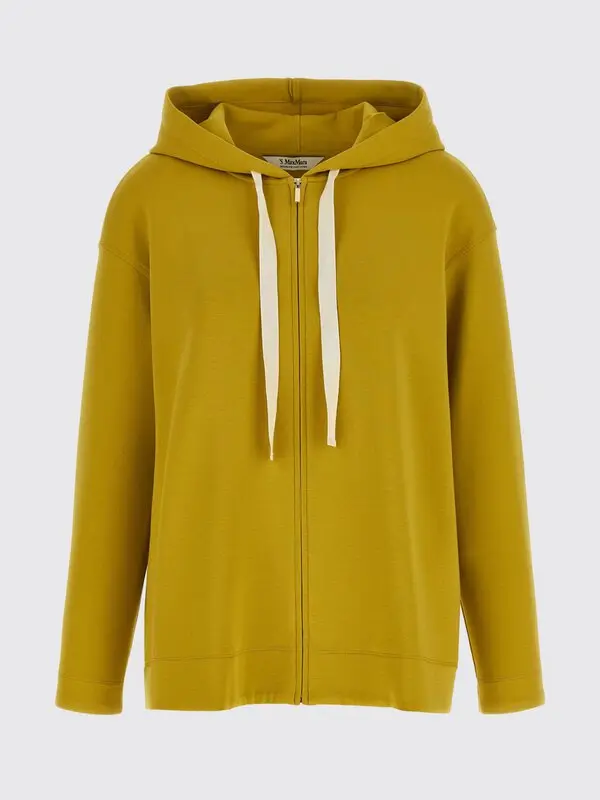 Max Mara Doria Embroidered-logo Cotton-blend Hoodie - Yellow
