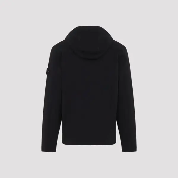 Stone Island Hooded Zip Up Sweater - Black