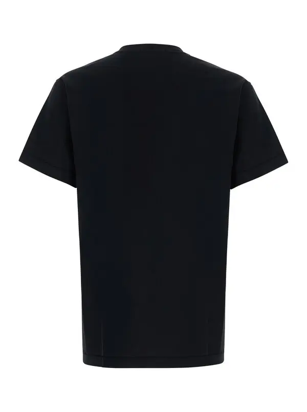 Stone Island Crew Neck T-shirt With Logo Patch On The Front In Cotton For - Black