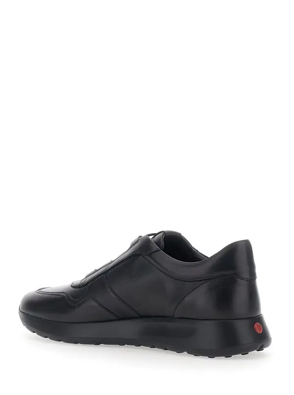 TOD'S Red Dot' Black Low Top Sneakers With Red Dot Detail On The Heel And Logo Lettering On The Tongue In Leather For - Multicolor