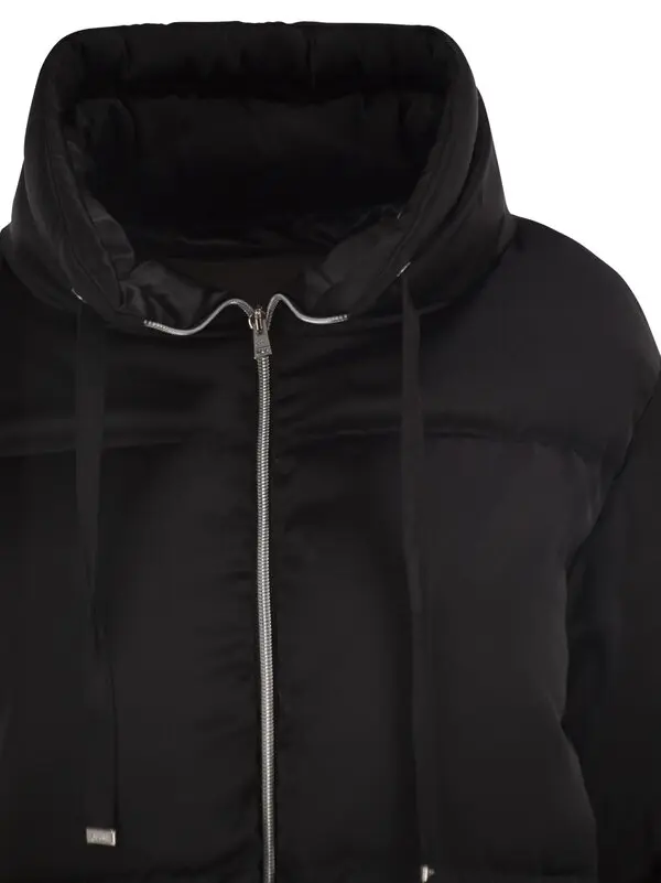 Herno High-neck Down Jacket With Drawstring Collar - Black