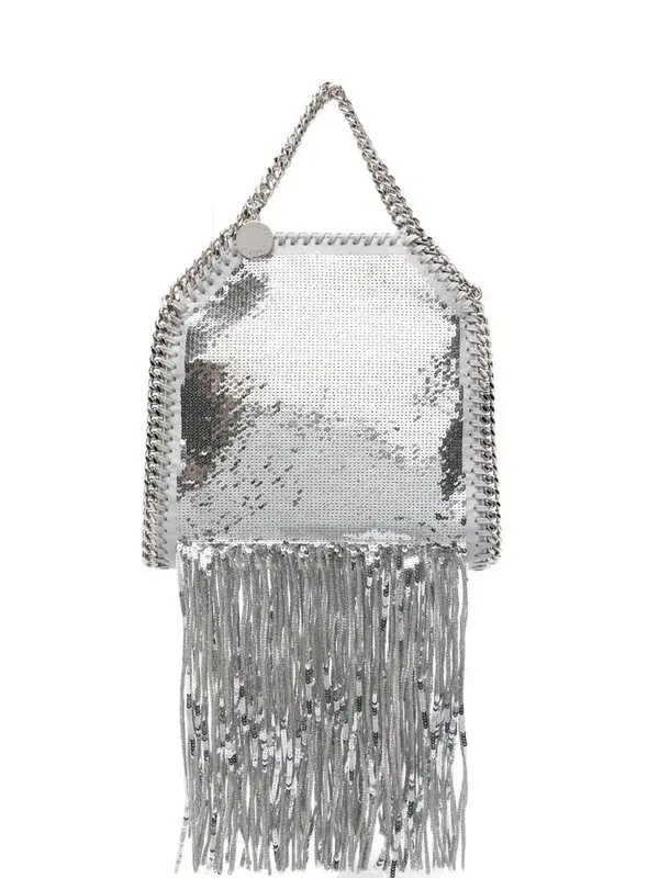 Stella McCartney Falabella Mini Tote Bag With Fringe - Silver