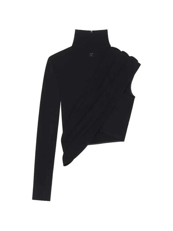 COURREGES Asymmetrical Crop Top - Black