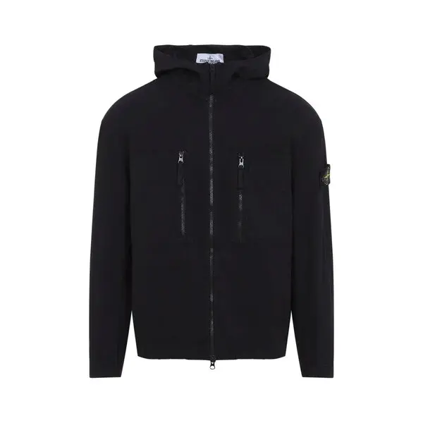 Stone Island Cotton Hooded Jacket - Black