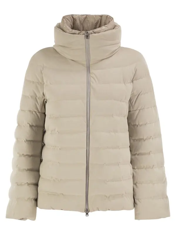 Herno Technical Suede-effect Down Jacket - White